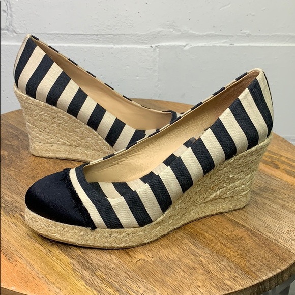 J. Crew | Shoes | J Crew Seville Canvas And Satin Wedge Espadrilles ...